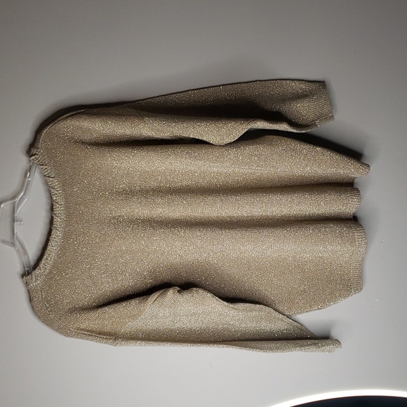 Vintage | Sweaters | Vintage Shenanigans Crochet Knit Gold Sparkle ...